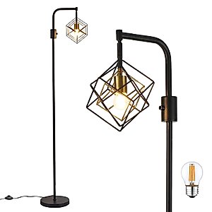 BEHIYA Dimmable Farmhouse Floor Lamp for Living Room, 1 Light Rustic Standing Tall Lamp, Modern Bright Floor Lamp, Industrial Standing Lamp for Bedroom, Tall Pole Lamps Office, LED Bulbs Included.