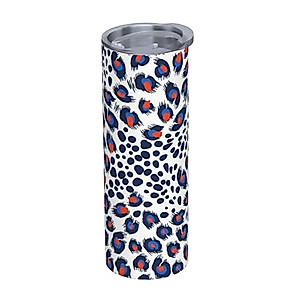 AFHYZY 20 oz Skinny Tumbler Reusable Coffee Travel Mug with Lids and Straws, Insulated Coffee Cups 20oz Stainless Steel Water Bottles Leak Proof for Women, Office, Sports - Leopard
