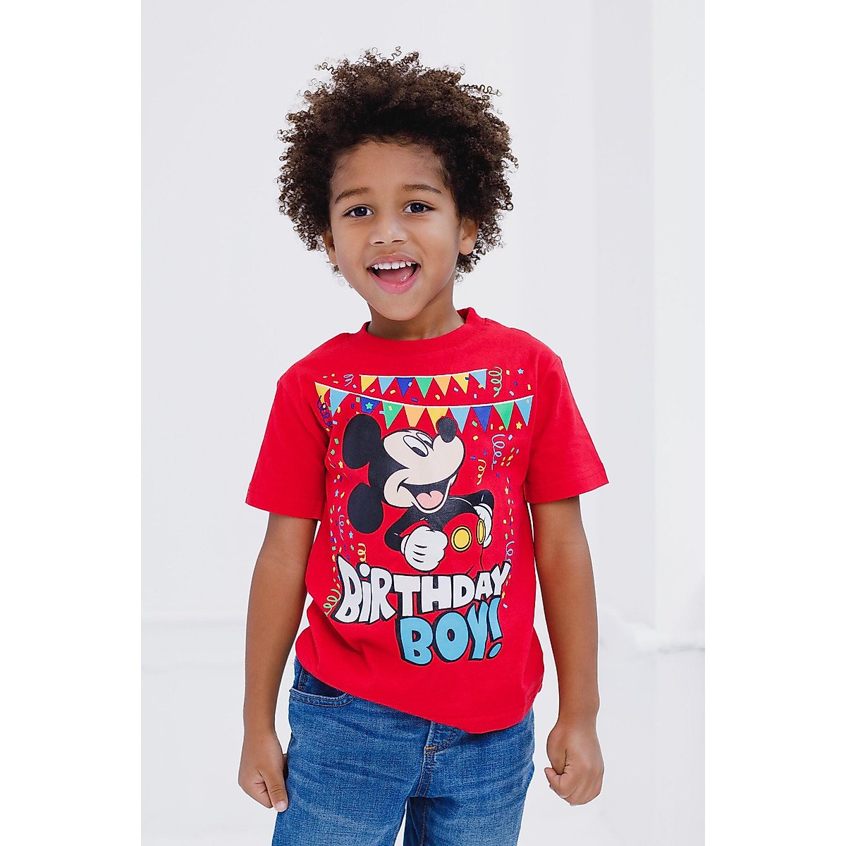 Disney Mickey Mouse Birthday Little Boys Graphic T-Shirt Mickey Red 7-8