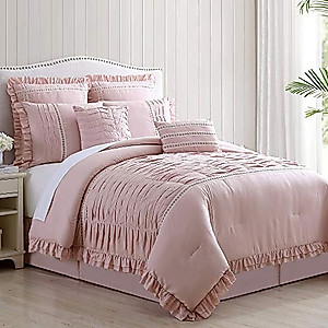 Amrapur Overseas Antonella 8-Piece Pleated Comforter Set (King, Mauve)