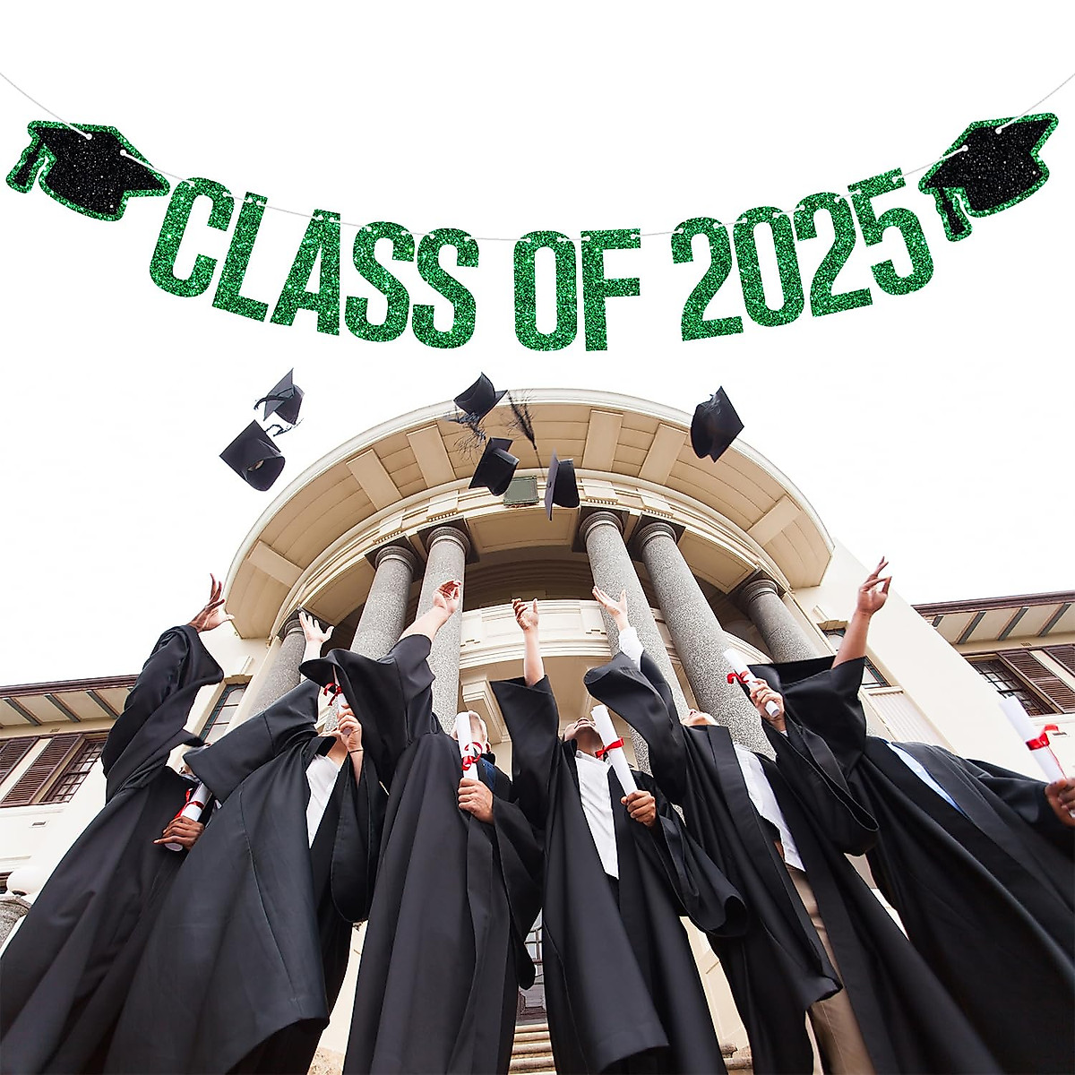 Class of 2023 Banner - 2023 Graduation Decorations, Congrats Grad Decorations, High School College Graduation Party Decoration Supplies Green Glitter