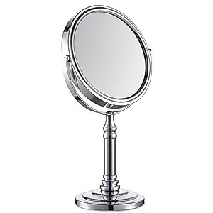 HAIPUTTER Double Sided 3X and 1X Magnifying Makeup Mirror with Stand, 6 in Silver Vanity Swivel Mirrors for Desk Table Standing