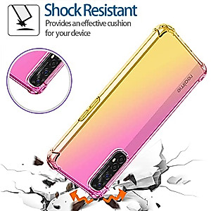 KOARWVC Case for Realme 7 4G/Realme Narzo 20 Pro Case, Crystal Clear Case Gradient Slim Anti Scratch TPU Shockproof Protective Phone Cases Cover for Realme 7 4G (Pink/Gold)