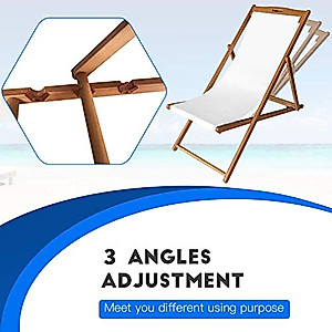 Beach Sling Chairs Set of 2 Outdoor Folding Portable Beach Chairs with Solid Wooden Frame and Polyester Canvas Reclining Adjustable Patio Lounge Chair for Yard Pool Balcony Garden