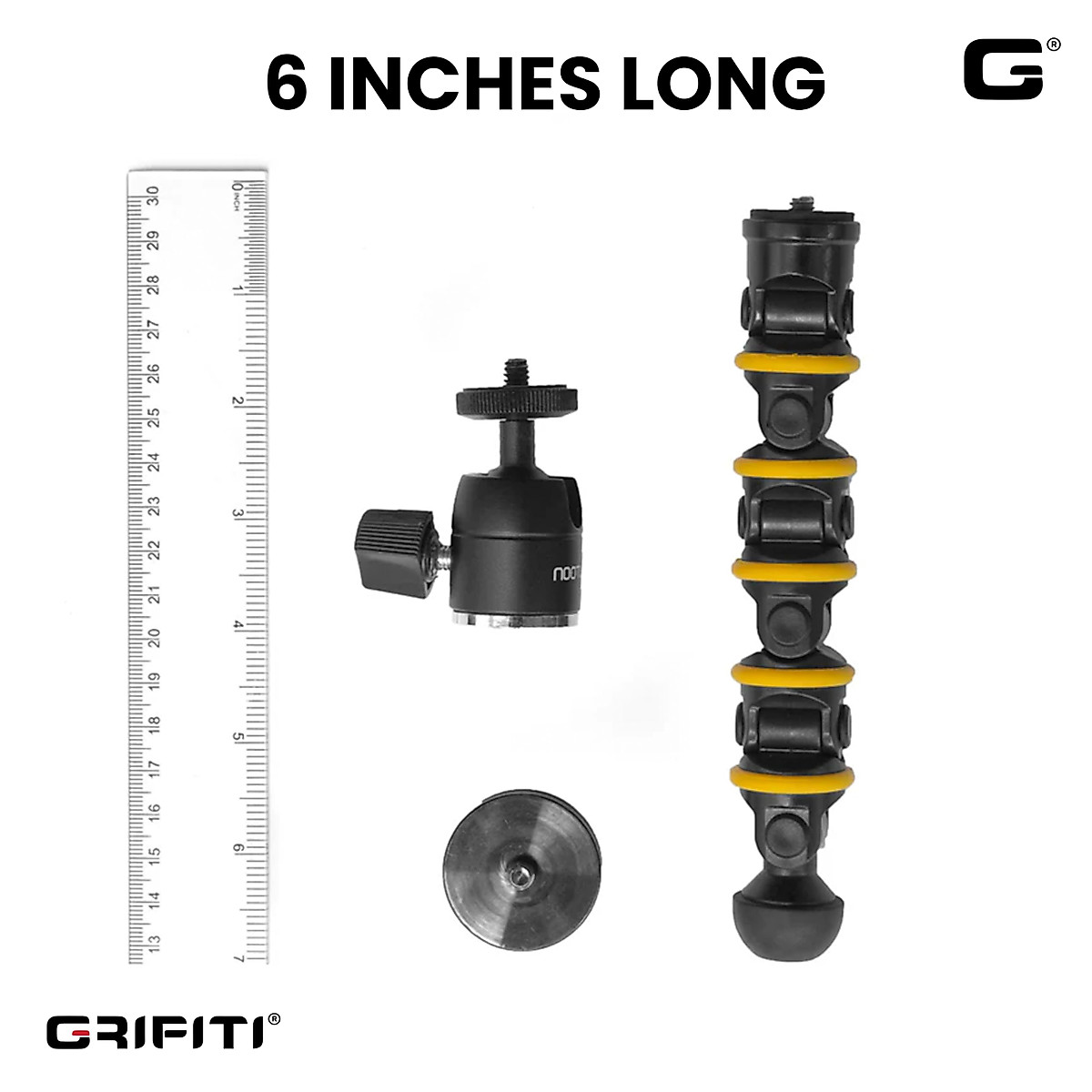 GRIFITI Nootle Recon 5 Flex Arm Leg Magnetic Foot Mini Ball Head Camera Mount Stand Magnetic Foot 6 Inch Flexible Mini Ball Head Attaches to Steel or Other Magnet Surfaces