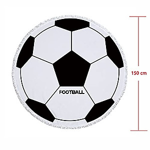 Queenshin Microfiber Beach Towel Blanket Fast Dry Sandless, Large Round Picnic Yoga Mat Table Cloth 60 Inch with Fringe, Soccer