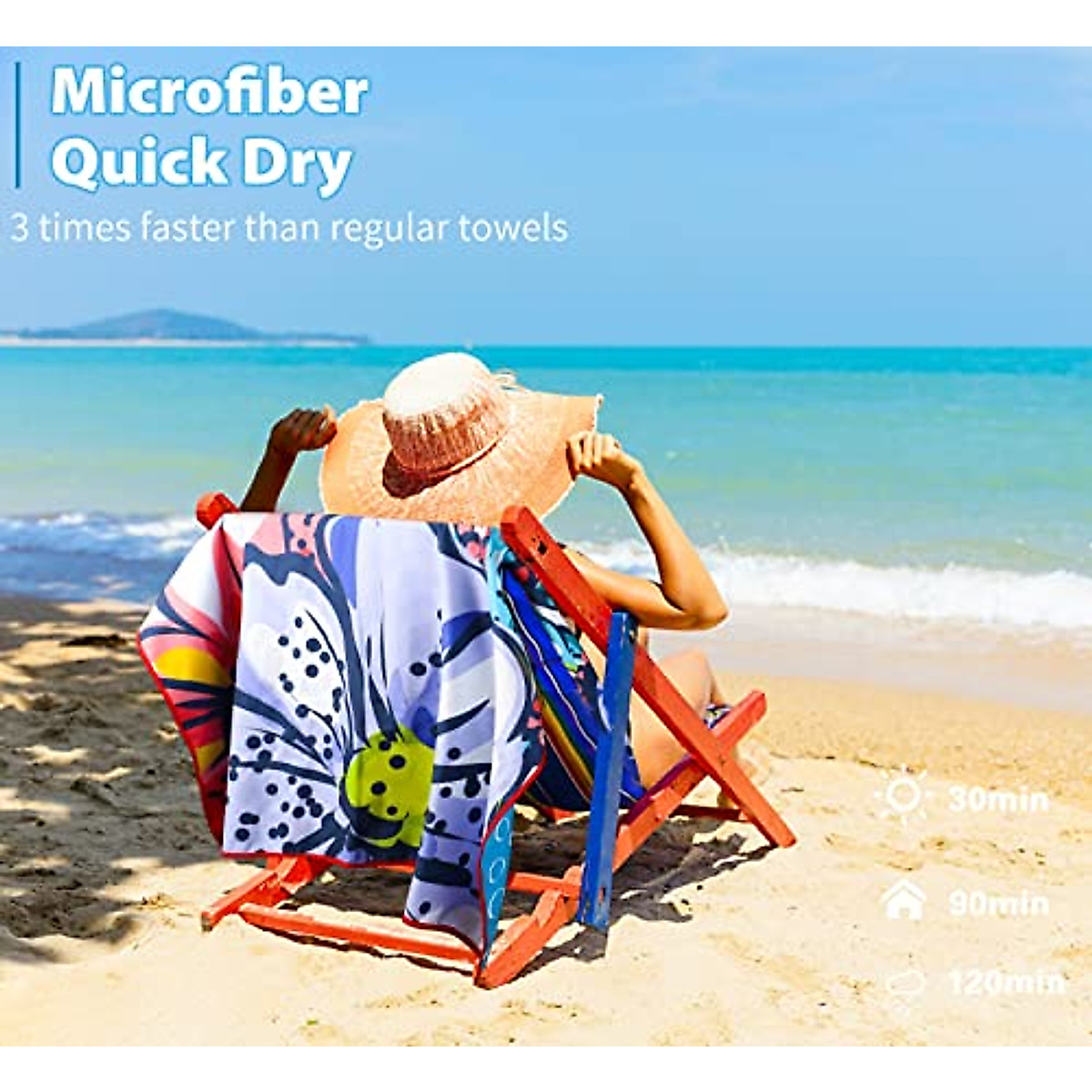 2 Pack Microfiber Oversized Lightweight Beach Towel 71"x32" XL Extra Large Thin Sand Free Towels Travel Swim Pool Yoga Gym Camping for Adults Women Men Beach Essentials Accessories Vacation Gift