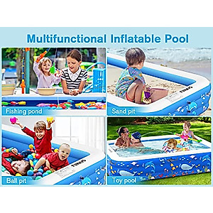 FUNAVO Inflatable Pool, 101" X71" X22" Blow Up Swimming Pools for Kids, Toddlers, Infant, and Adults, Full-Sized Family Kiddie Pool for Ages 3+, Outdoor, Garden, Backyard, Summer Water Party