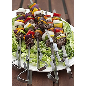 Mtoye Steven Raichlen Best of Barbecue SR8816 Stainless Steel Kabob Rack Set with Six 17” Skewers