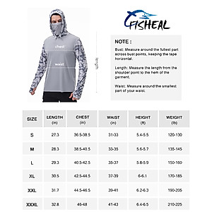 FISHEAL Mens SPF 50+ Fishing Hoodie Shirts - Long Sleeve Sun Protection Sweatshirts with Face Mask for Outdoor Running Wortout Hiking