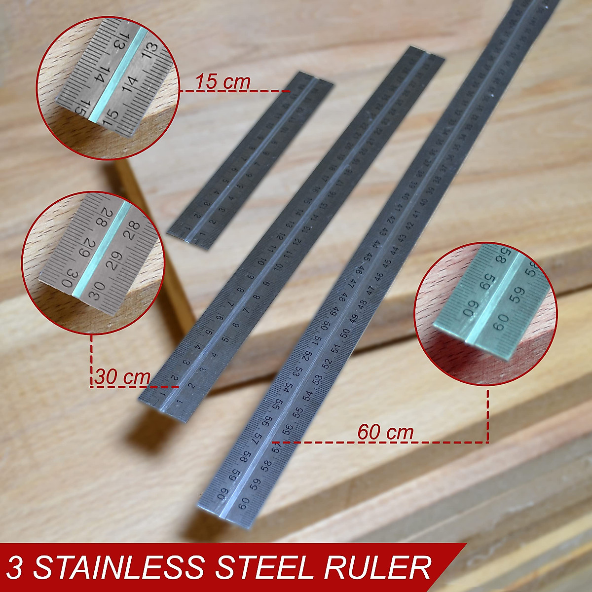 SOWL 7 Pcs Combination Square Set | 3 Size Rulers | Framing Rafter Square for Speed & Accuracy | Multi Angle Measurement Tool Bundle for Carpenters | Large Aluminum Case