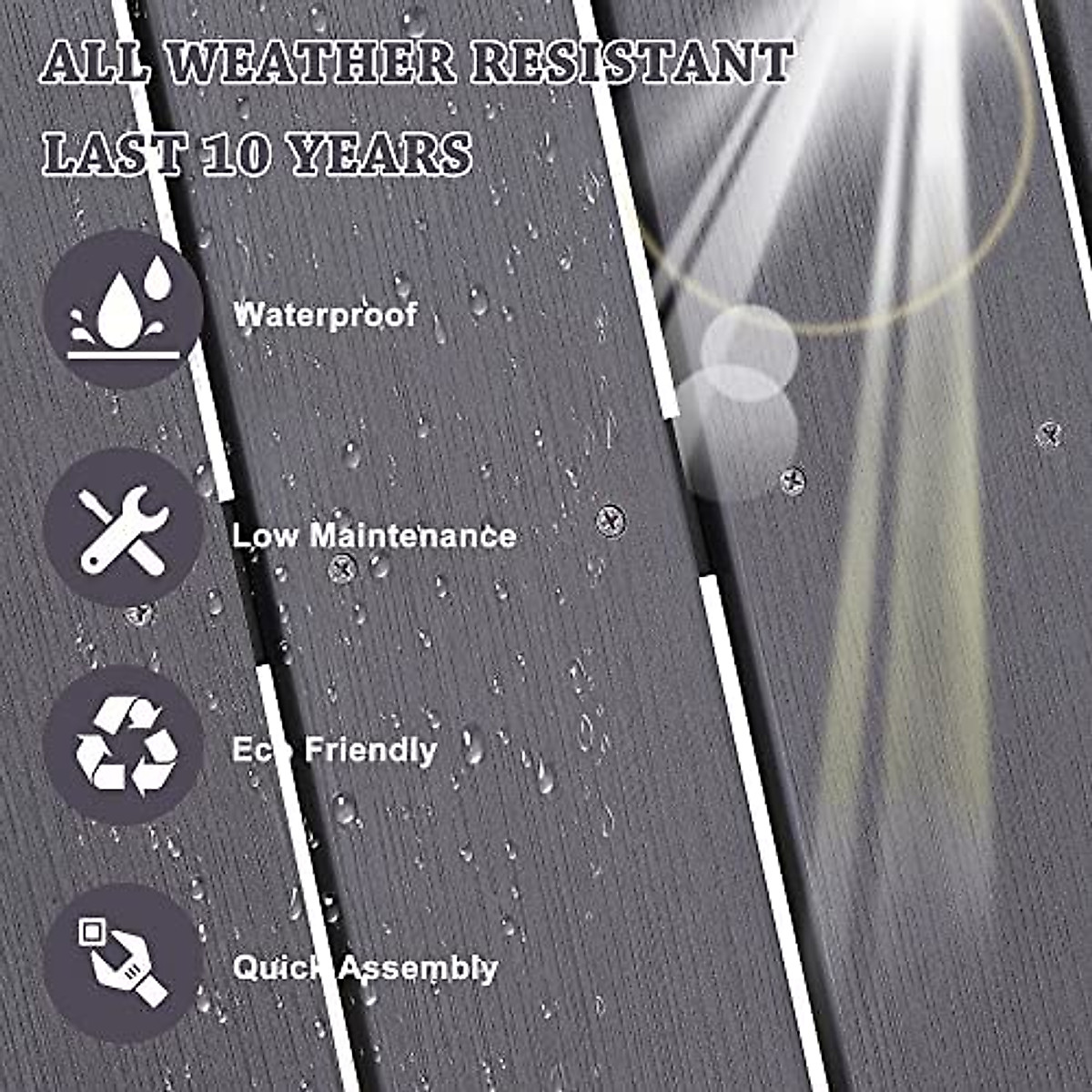 Aok Garden Adirondack Chairs Set of 2, Weather Resistant Hips Plastic Fire Pit Chairs, Modern Poly Adorondic Outside Chairs, 350 LBS Adirondack Chair for Easy Assembly, Grey