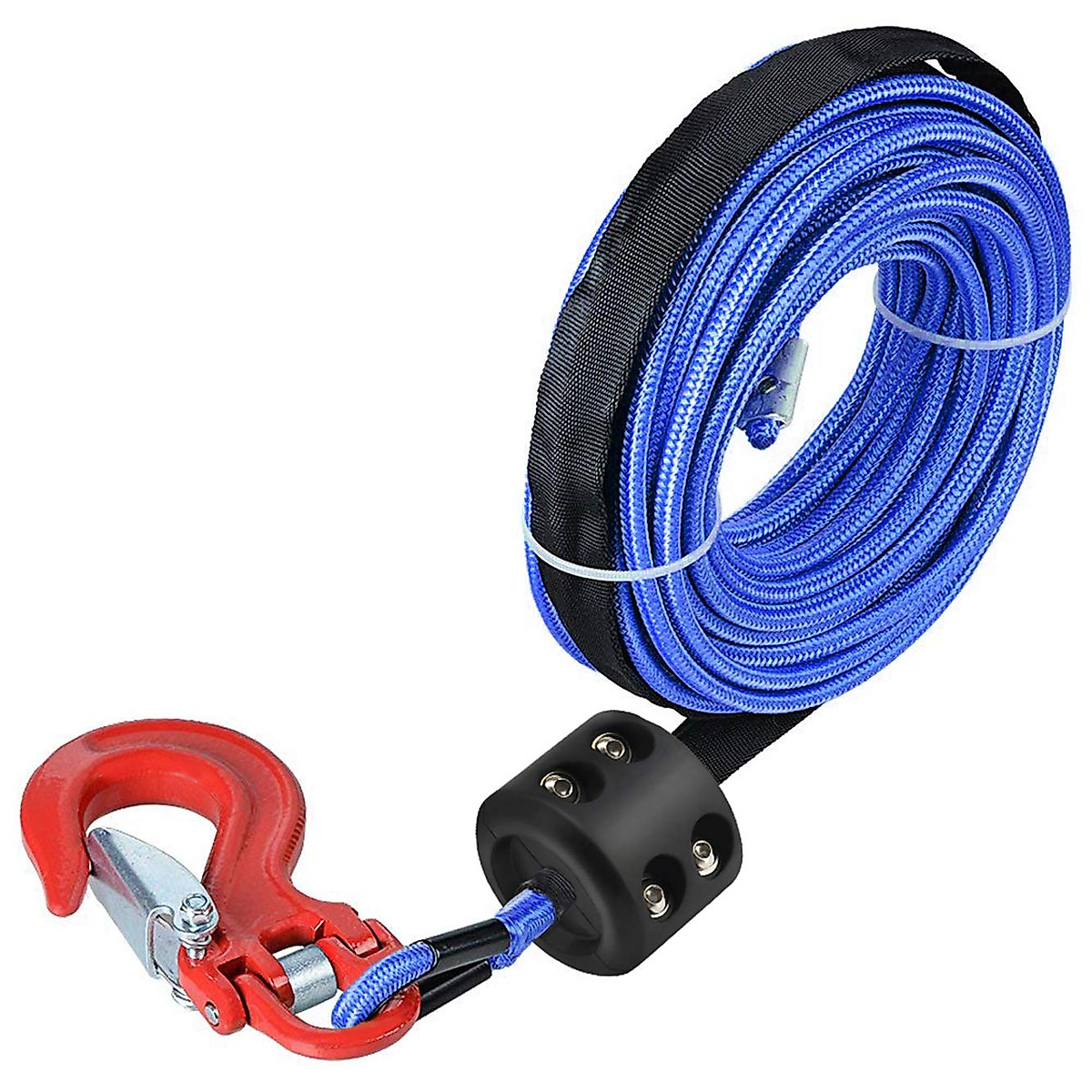 Winch Stopper for Cable. Truck UTV ATV Rubber Winch Cable Stopper, Protects Towing Hook, Synthetic Rope, Cable Line from Wear or Damage, Hawse, Bumper. Quick Installation with Tools. (black)