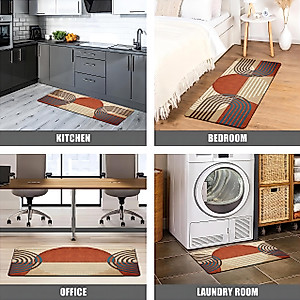 weesire Boho Kitchen Rug Anti Fatigue Mats for Kitchen Floor Kitchen Rugs Bohemia Style Memory Foam Kitchen Mat Cushioned PVC Leather Kitchen Rug Set, 17.3x28+17.3x47 inchs, C2