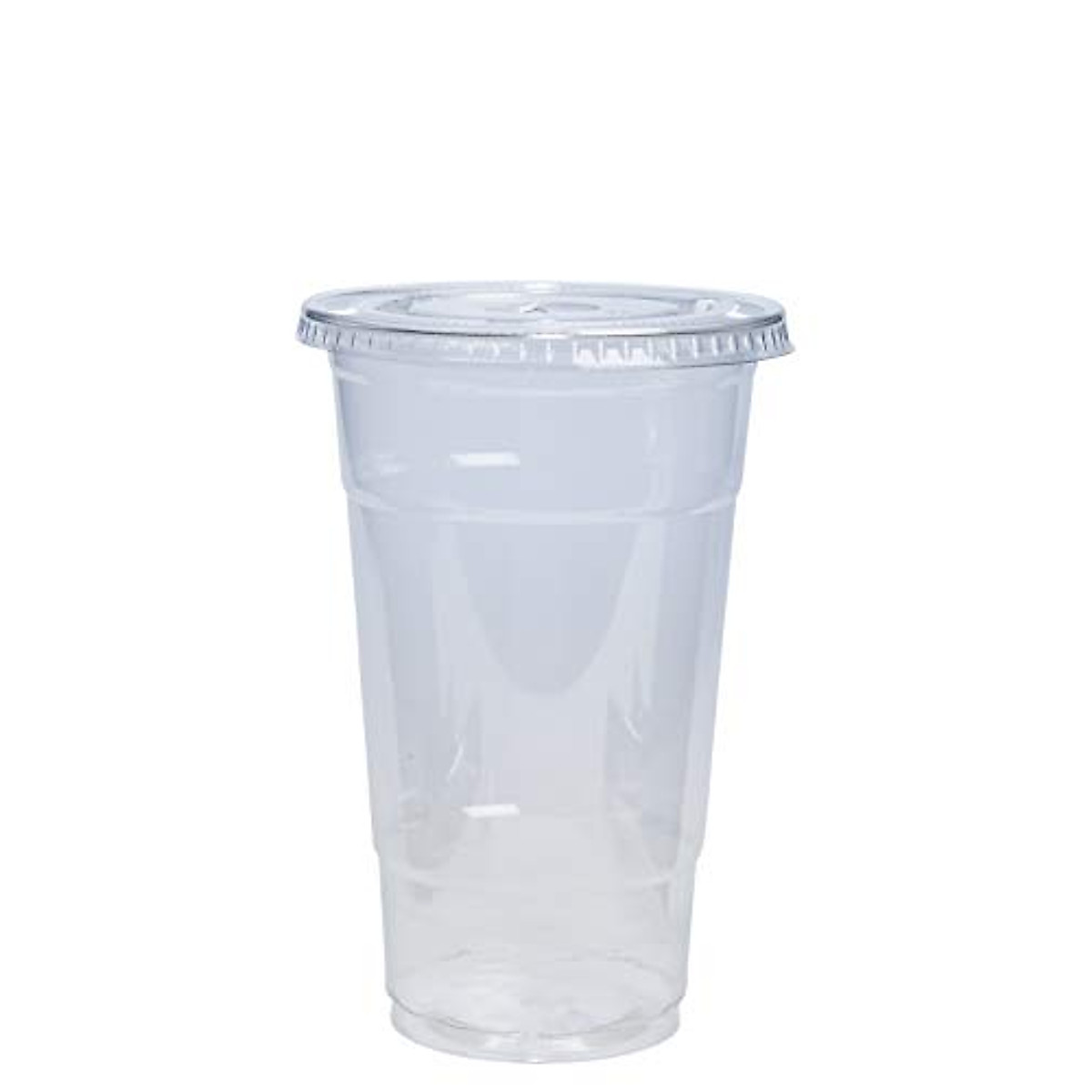 Comfy Package [100 Sets - 24 oz.] Crystal Clear Plastic Cups With Flat Lids