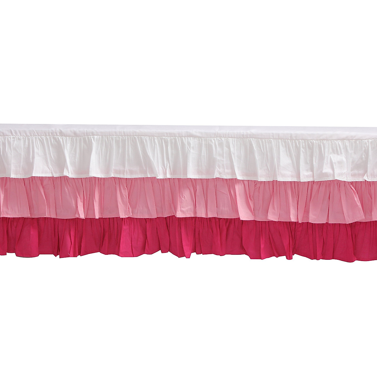Bacati - Mix N Match Solid 3 Layer Ruffled Crib Skirt (White/Pink/Fuschia)