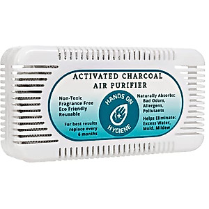 HANDS ON HYGIENE Refrigerator Air Purifier - Natural Activated Charcoal - More effective than baking soda - Eliminates odors from refrigerators, freezers, coolers and lunch boxes. (4)