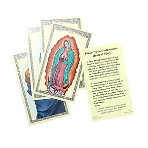 Needzo Women Saints and Madonnas Holy Prayer Card Assortment, Immaculate Heart of Mary, Our Lady of Grace, Guadalupe, Fatima, Madonna of the Streets, Lourdes, and more (Pack of 10)