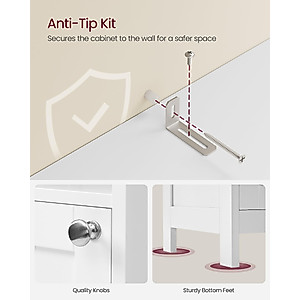 VASAGLE Tall Bathroom Cabinet with Lights, Slim Freestanding Bathroom Storage Cabinet with Adjustable Shelves, for Small Spaces, Modern, 11.8 Inches Wide, Cloud White UBBC566W02