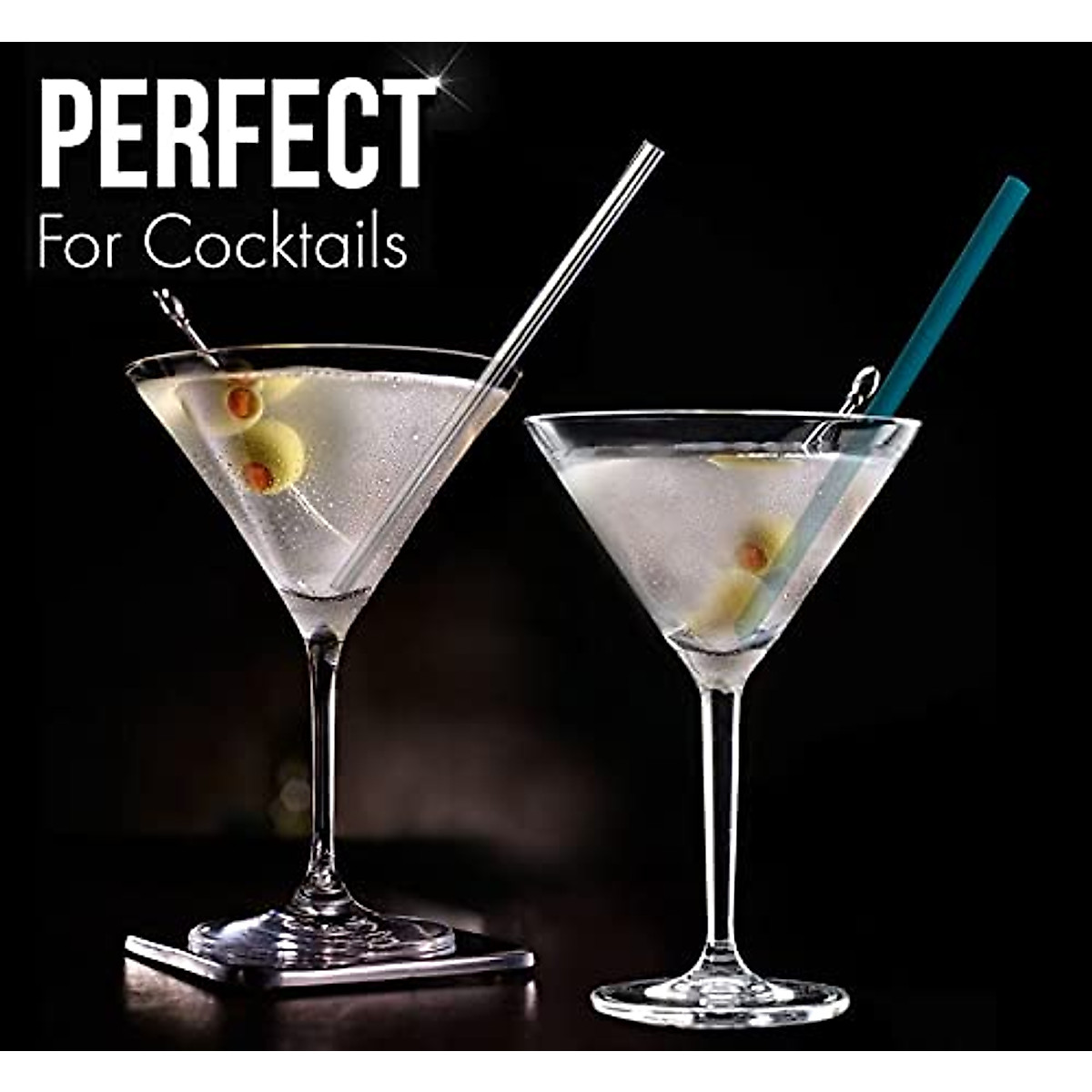 Reusable Short Small Silicone 5.5" &Metal 6" Stainless Steel Stirrer Drinking Straws Set for Coffee/Moscow Mule Mug, Cocktail lowball Glasses, Kids Toddler Baby Cup, Wine Tumbler,Bar-With Silicone Tip