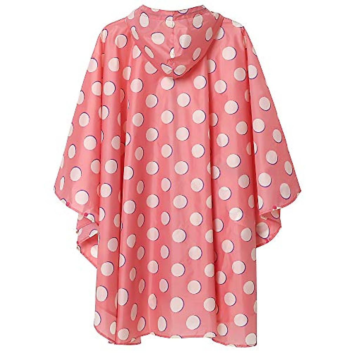 Unisex Rain Poncho Raincoat Hooded for Adults Women with Pockets(Pink Polka Dot)