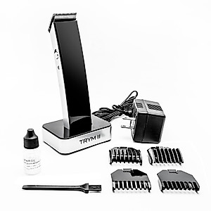 Pure Enrichment TRYM II Rechargeable Hair Trimmer Kit with 4 Trimming Attachments, Charging Base, Cleaning Brush and Clipper Oil - Ideal for Safe, At-Home Grooming of Hair, Body, Mustache and Beard
