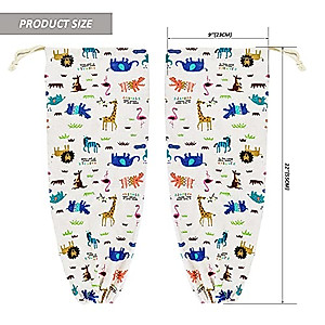 Plastic Bag Holder-2 Pack Wall Mounted Grocery Bag Holder Dispenser Trash Organizer for Kitchen Shopping (Animal)