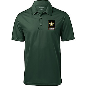 Buy Cool Shirts Mens US Army Pocket Print Textured Polo, Forest, Large