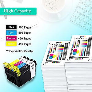 HIINK Remanufactured Ink Cartridge Replacement for Epson 220 Ink High Yield use with Epson XP-320 XP-420 XP-424 WF-2630 WF-2650 WF-2660 WF-2750 WF-2760(Black Cyan Magenta Yellow, 4 Pack)