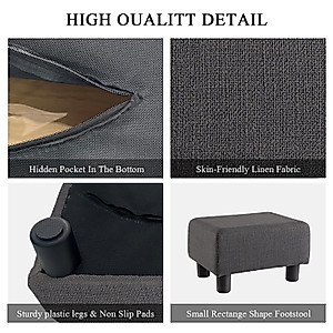 O2B Modern Foot Stool, Boucle Stool Footrest Ottoman, Upholstered Rectangular Footstool Ottoman with Legs, Step Stool for Living Room, Office, Patio (Dark Grey)