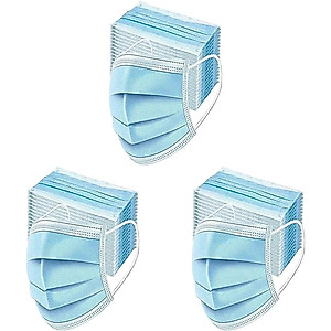 HealthSmart Disposable 3 Layer Face Mask with Ear Loops for Single Use, 50 Count