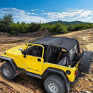 RT-TCZ Sunshade Mesh Bikini Top Cover Provides UV Sun Protection for 1997-2006 Jeep Wrangler TJ & Unlimited (TJ-Black)