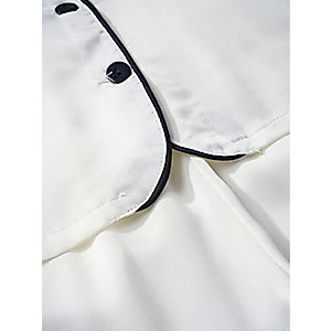 zdhoor 2Pcs Satin Silk PJs Sleepwear Infant Baby Boys Girls Pajama Set Cute Cartoon Shirt Tops with Pants Set White 6-12 Months