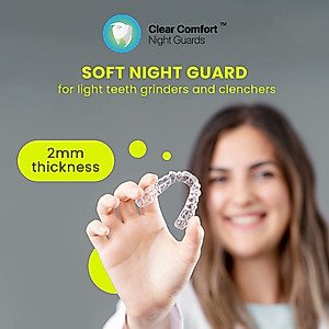 ClearComfort Night Guards Custom Made Mouth Guard for Teeth Grinding, Dental Night Guard, Sleep Mouth Guard, Protect Teeth from Grinding, Bruxism & TMJ Relief, Made in USA (One Guard)
