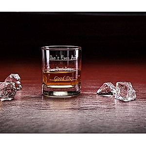 Funny Scotch Whiskey Glass, Unique Old-Fashioned Liquor Glass Cup with Text for Adult Men and Women