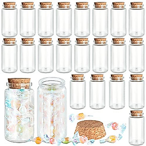24 Pack Small Glass Cork Bottles, 100 ml/ 3.4 oz, Small Glass Jars Spell Jars Clear Potion Bottles Mini Glass Bottles with Cork Bottle Bright DIY Sand Water Message Decorative Jar Party Favors