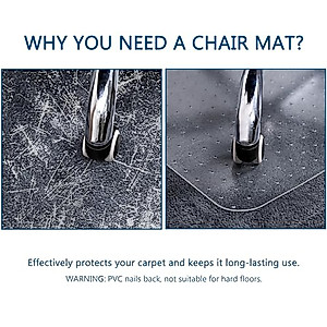 Office Chair Mats for Carpeted Floors, 46” x 60” Large Desk Floor Mat for Low Pile Carpet, Clear Floor Protector for Rolling Chair, Easy Glide, Easy to Clean (Rectangle)