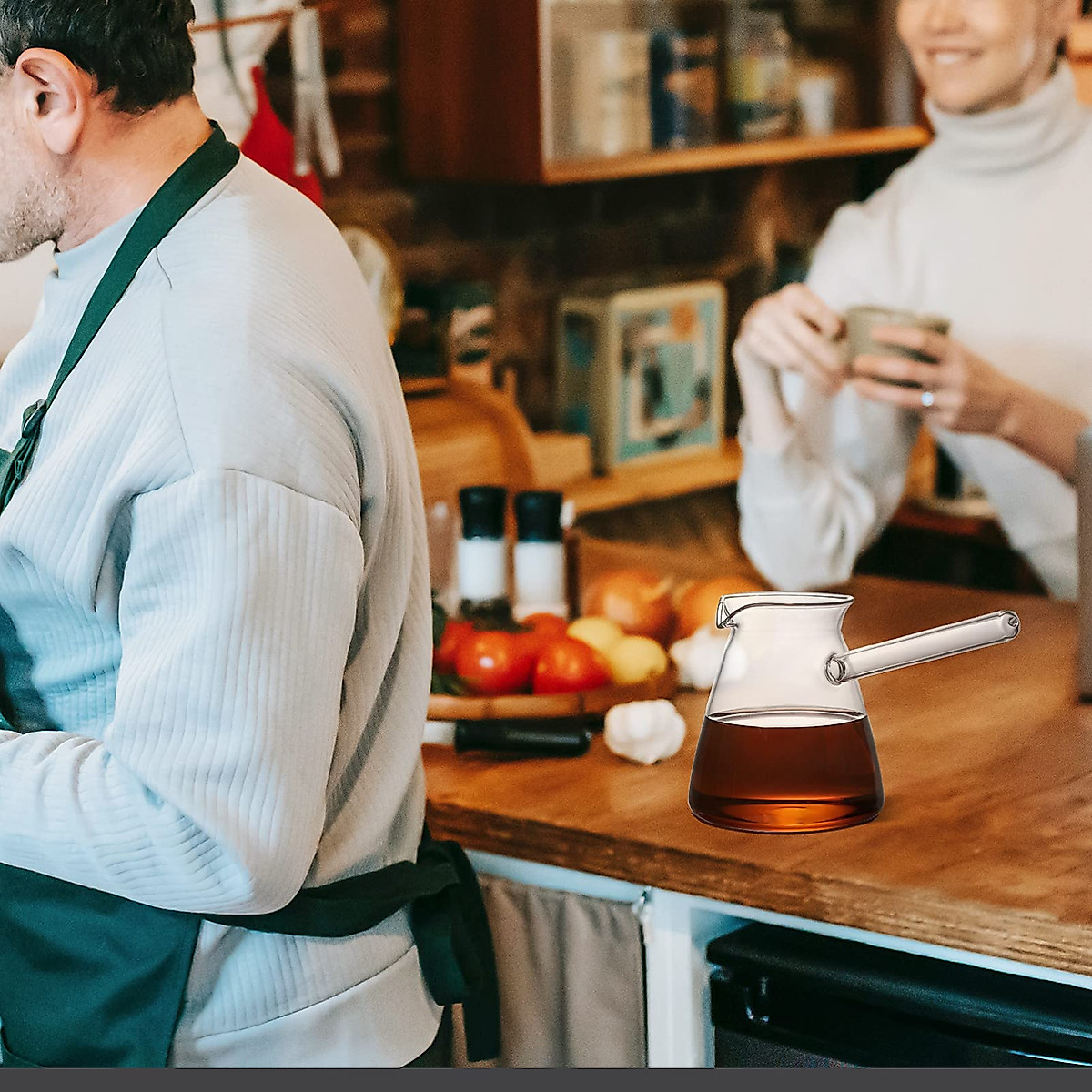 Zerodeko Classics Turkish Coffee Pot Borosilicate Glass Stovetop Tea Maker Jazzva Cezve Briki Heat Resistant Milk Warmer Hot Chocolate Maker 450ml