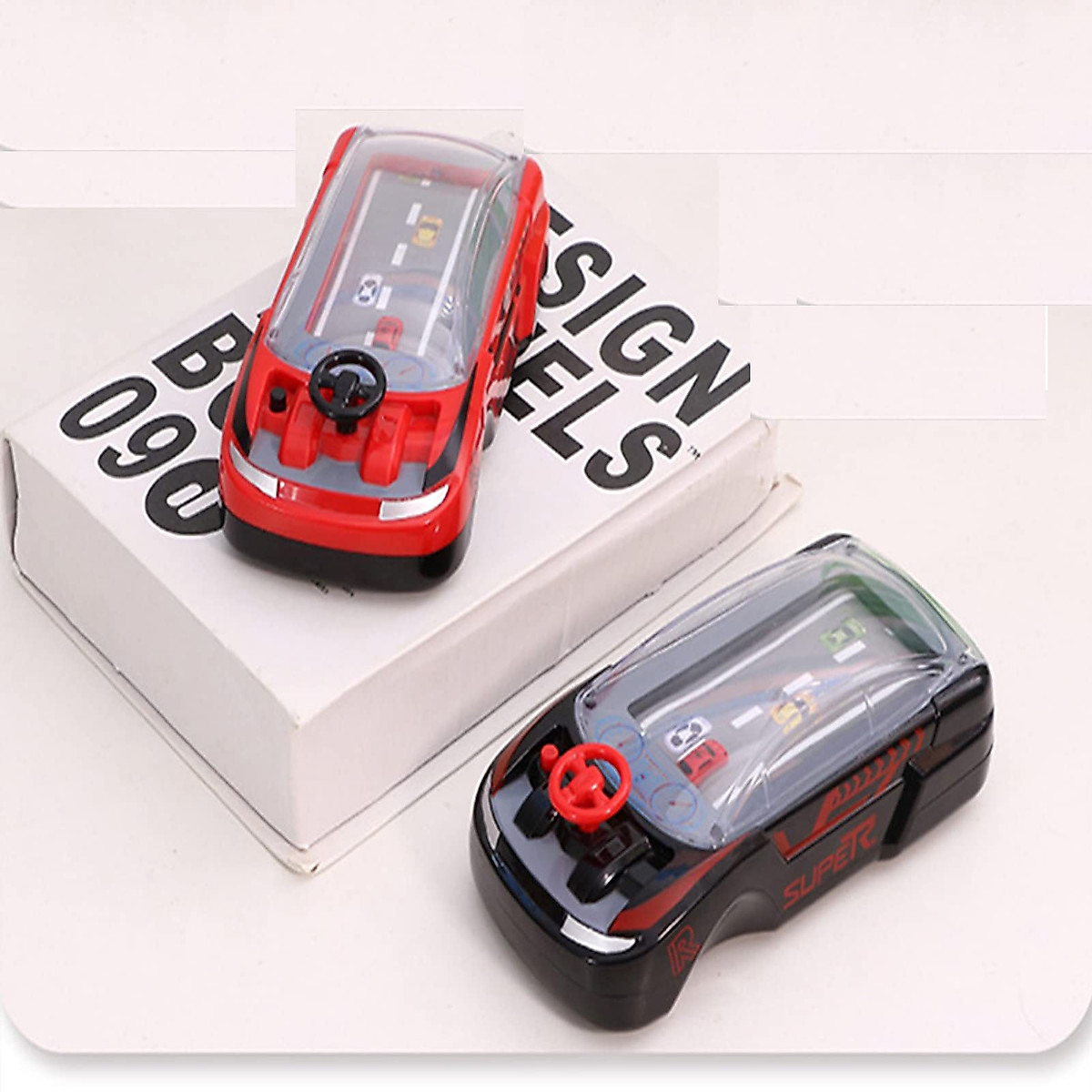 CYFG Hand-Held Portable Car Adventure Game Machine Speed, Children's Toy Manual Puzzle Simulation Racing Machine Steering Wheel (Red,1Pcs)
