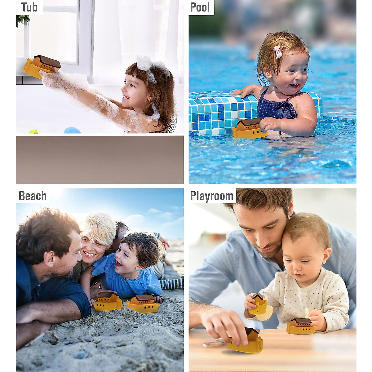 DolliBu Noah's Ark Bath Buddy Squirter - Floating Noahs Ark Rubber Bath Toy, Water Squirting Bathtime Play for Toddlers, Cute Bible Boat Watercraft Toy for The Bathtub, Beach, & Pool for Girls & Boys