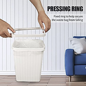 Eooch 2 Gallon Slim Trash Can with Pressing Ring, Plastic Wastebasket Garbage Container Bin for Bathroom, Kitchen, Bedroom, Office,White