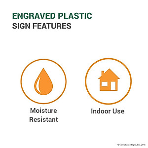 ComplianceSigns.com 8" x 3" Custom Sign with Scroll Outline, Includes Adhesive Strips, Engraved Plastic with Acrylic Core, White on Blue