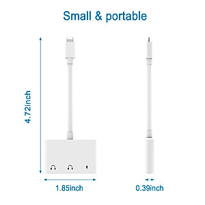Anytrox 3 in 1 Headphone Adapter for iPhone,3.5mm Earphone Aux Audio and Charge Adapter Splitter Compatible for iPhone 14 13/12Pro/11/X/8 and iPad(White)
