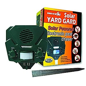 Bird-X Solar Yard Gard Electronic Animal Repeller keeps unwanted pests out of your yard with ultrasonic sound-waves