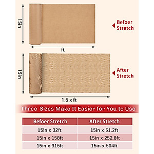 Honeycomb Packing Paper Wrap 15” x 315’, Brown Recycled Moving Supplies Eco-Friendly Bubble Paper Packing Wrapping for Fragile Items, Glassware, Ceramics, Electronics and Decorations Packaged Bouquet