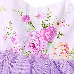 Flofallzique Purple Little Girl Dress Summer Toddler Tutu Birthday Fancy Party Girls Clothes(4T, Lavender)