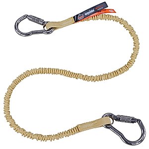Ergodyne Squids 3121 Burn + Cut Resistant Aramid Tool Lanyard with Stainless Steel Carabiners, Tool Weight Capacity 10lbs , Yellow