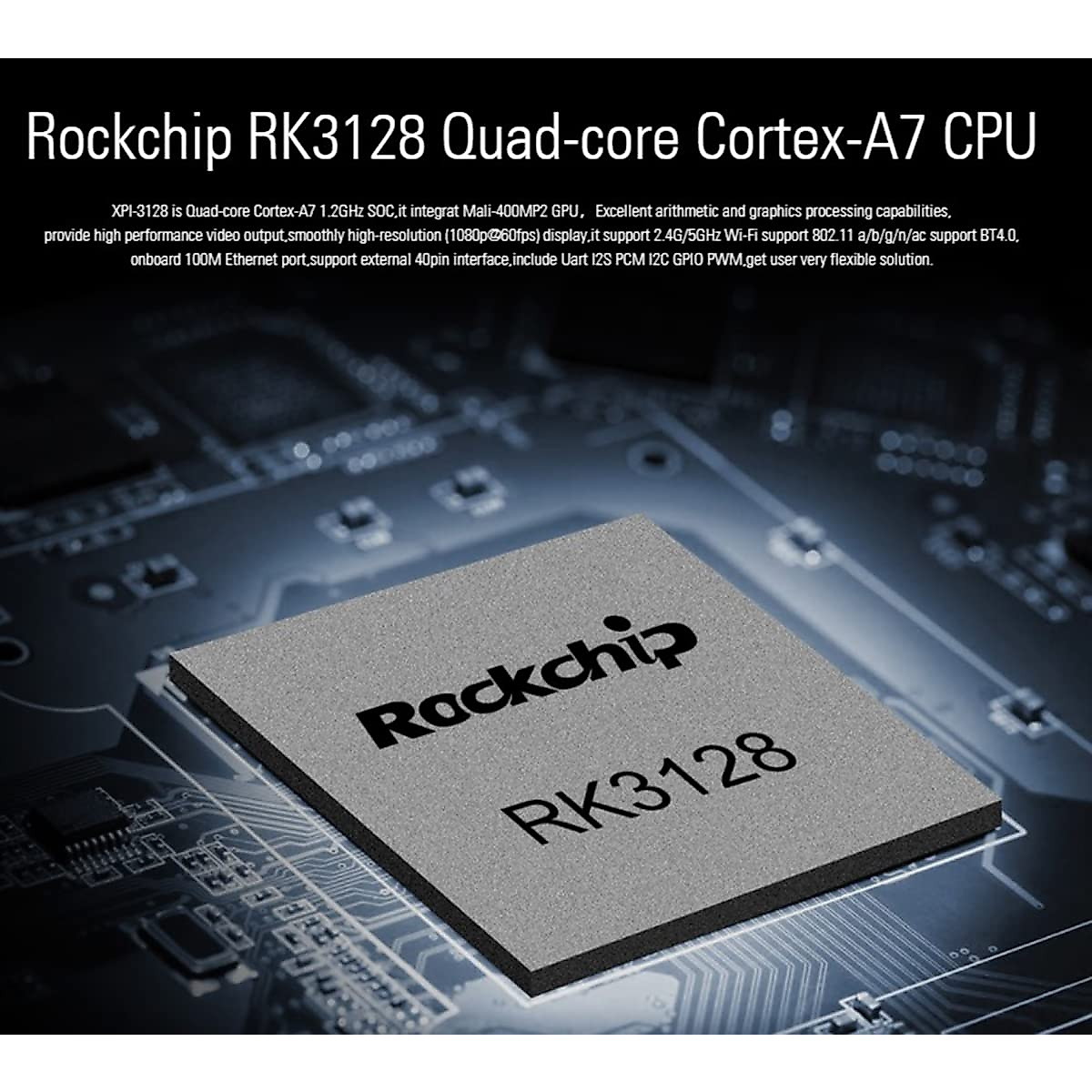 Geniatech XPI-3128 Single Board Computer, Embedded Computer Module, Development Board, Rockchip RK3128 Quad Core Cortex-A7 8GB WiFi, Card-sized High Performance Board