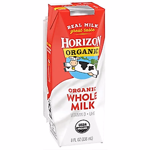 Whole Milk boxes Organic Shelf-Stable Milk Whole, Horizon Whole Milk Single Serve, 8.0 Fl OZ Bundled with a BETRULIGHT Fridge Magnet – 6 Pack