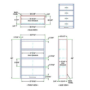 Concepts In Wood Midas Four Shelf Bookcase 48" H Medium Oak Finish